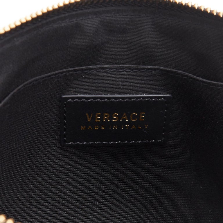 new VERSACE green ayers snake leather gold Medusa stud wristlet clutch ...
