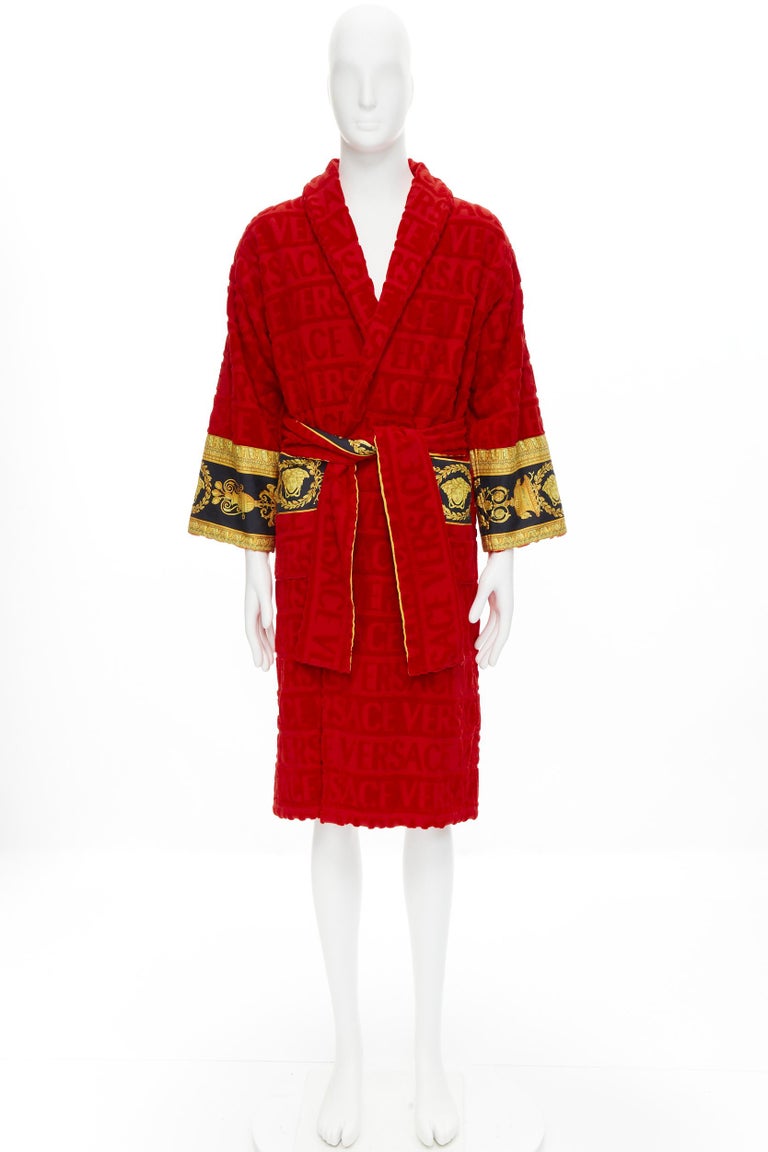 new VERSACE I Love Baroque red jacquard terry cotton gold Baroque ...