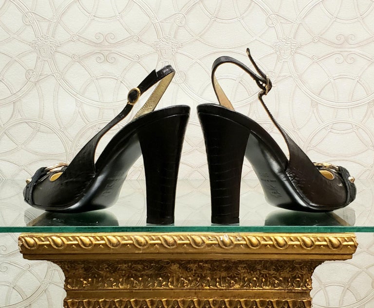 New VERSACE JEANS COUTURE BLACK LEATHER SNAKE PRINT SHOES 38.5 - 8.5 ...