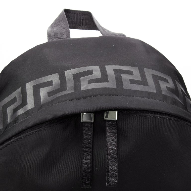 new VERSACE La Greca 90's logo black nylon backpack bag For Sale at 1stDibs