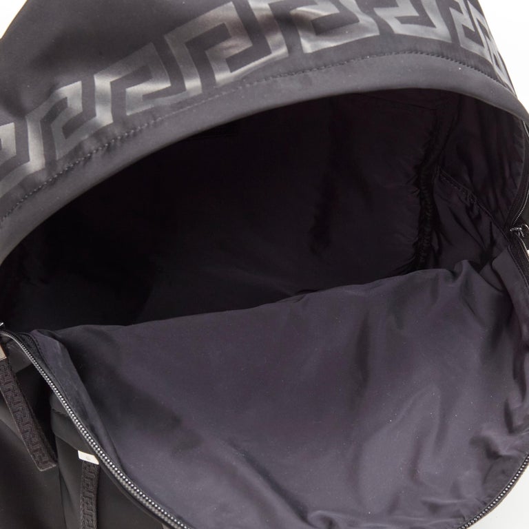 new VERSACE La Greca 90's logo black nylon backpack bag For Sale at 1stDibs