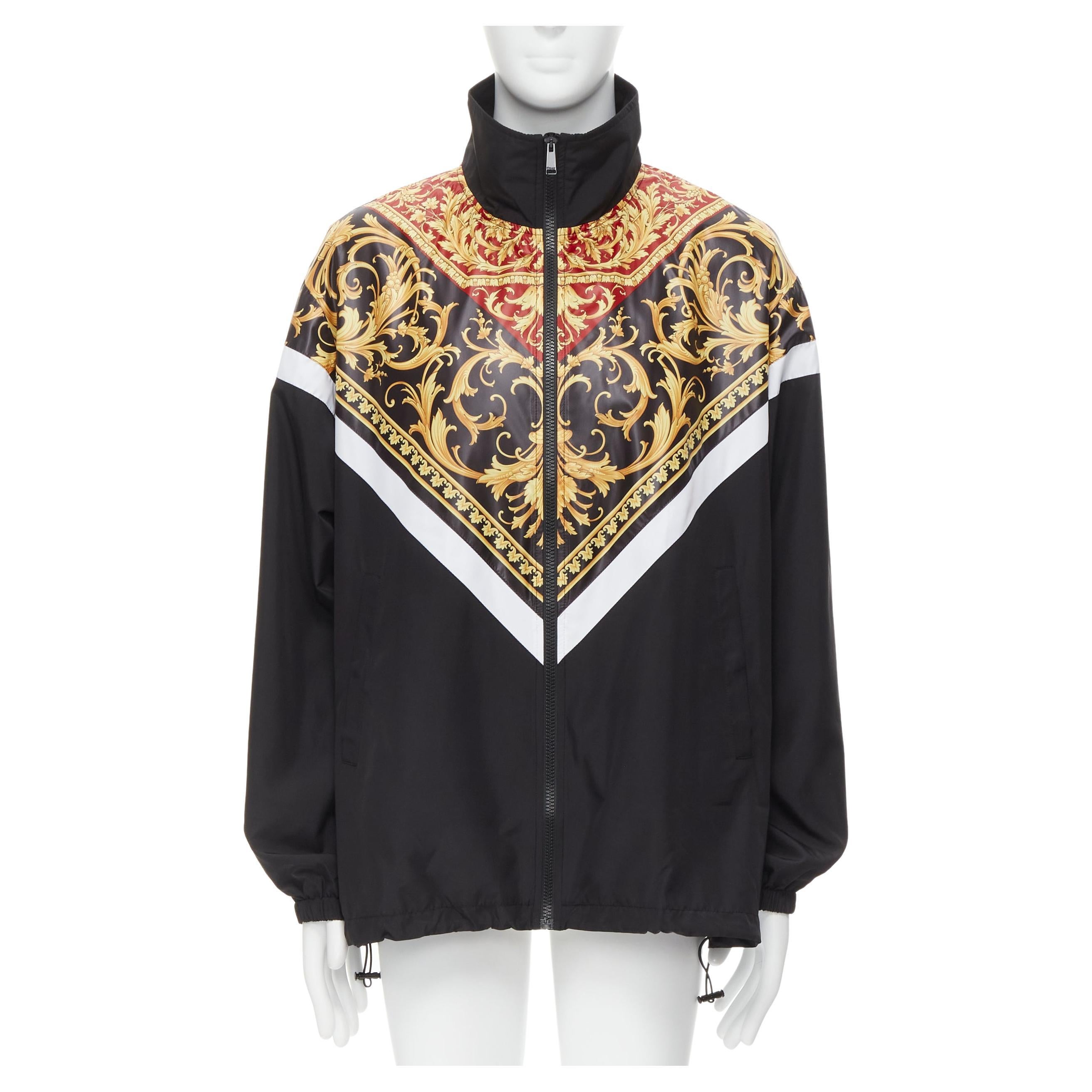 new VERSACE Le Pop Classique black red Barocco print nylon track jacket ...