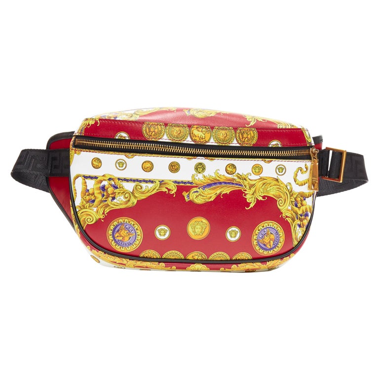 new VERSACE Limited Pig Medusa Medallion coin baroque print leather ...
