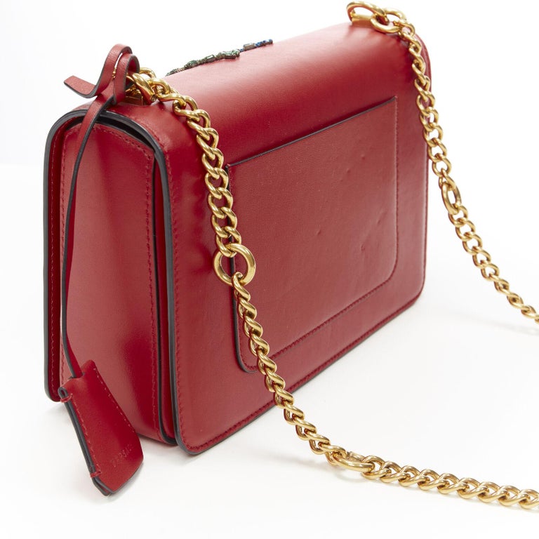 New VERSACE Medium Icon red baroque Virtus V crystal embellished Medusa ...