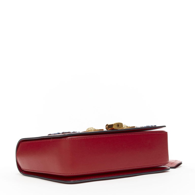 New VERSACE Medium Icon red baroque Virtus V crystal embellished Medusa ...