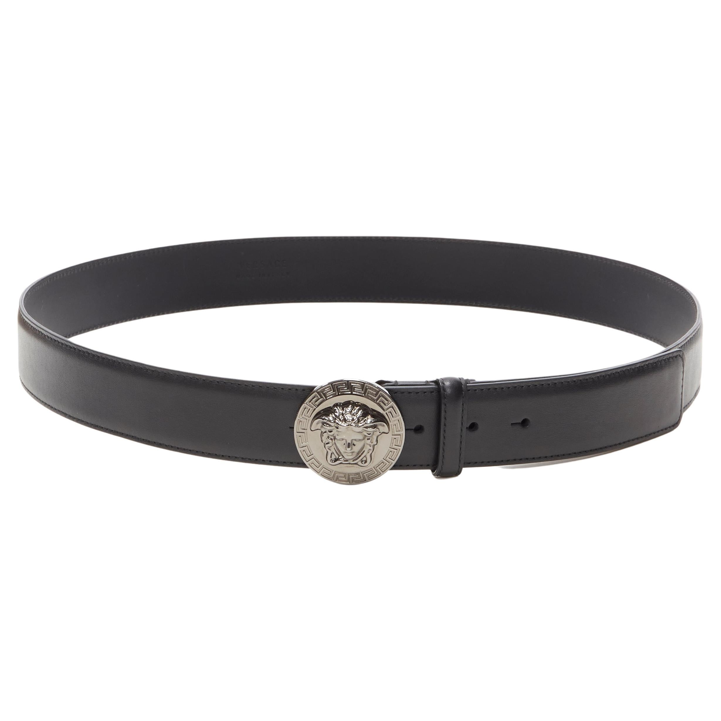Versace Black Leather Swarovski Crystal 3D Medusa Belt at 1stDibs ...