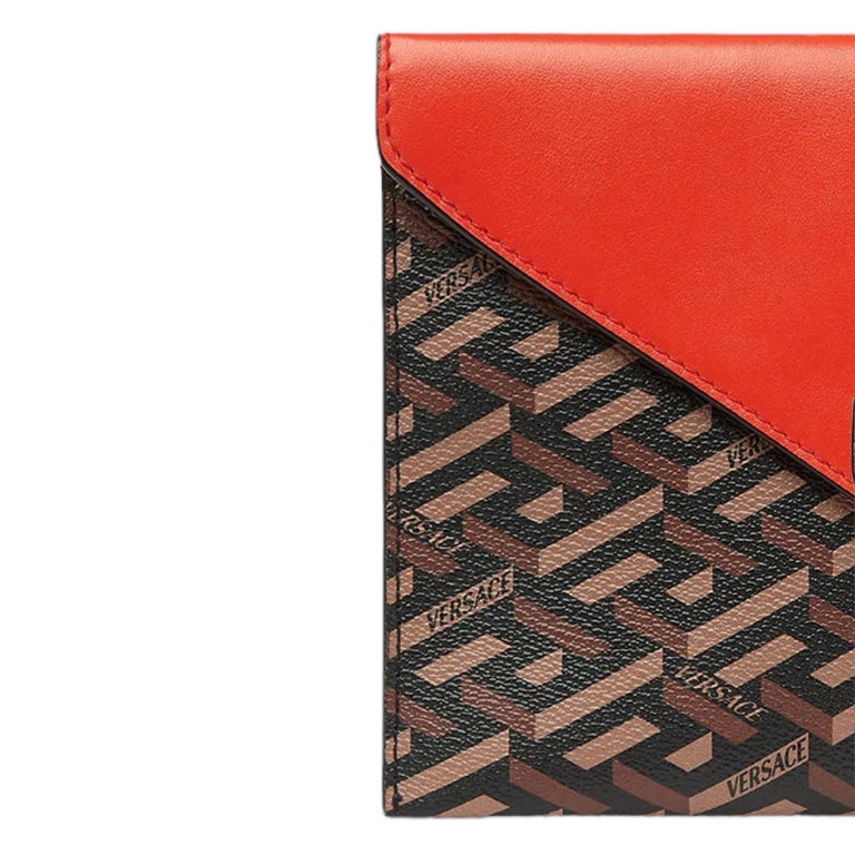 NEW Versace Multicolor La Greca Monogram Canvas Pouch Clutch Bag For ...