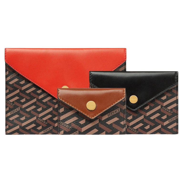 NEW Versace Multicolor La Greca Monogram Canvas Pouch Clutch Bag For ...