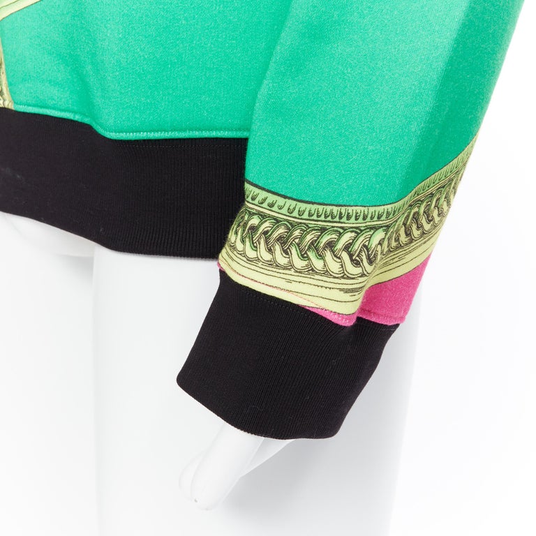 new VERSACE neon pink green cupid logo gold barocco pullover jumper ...