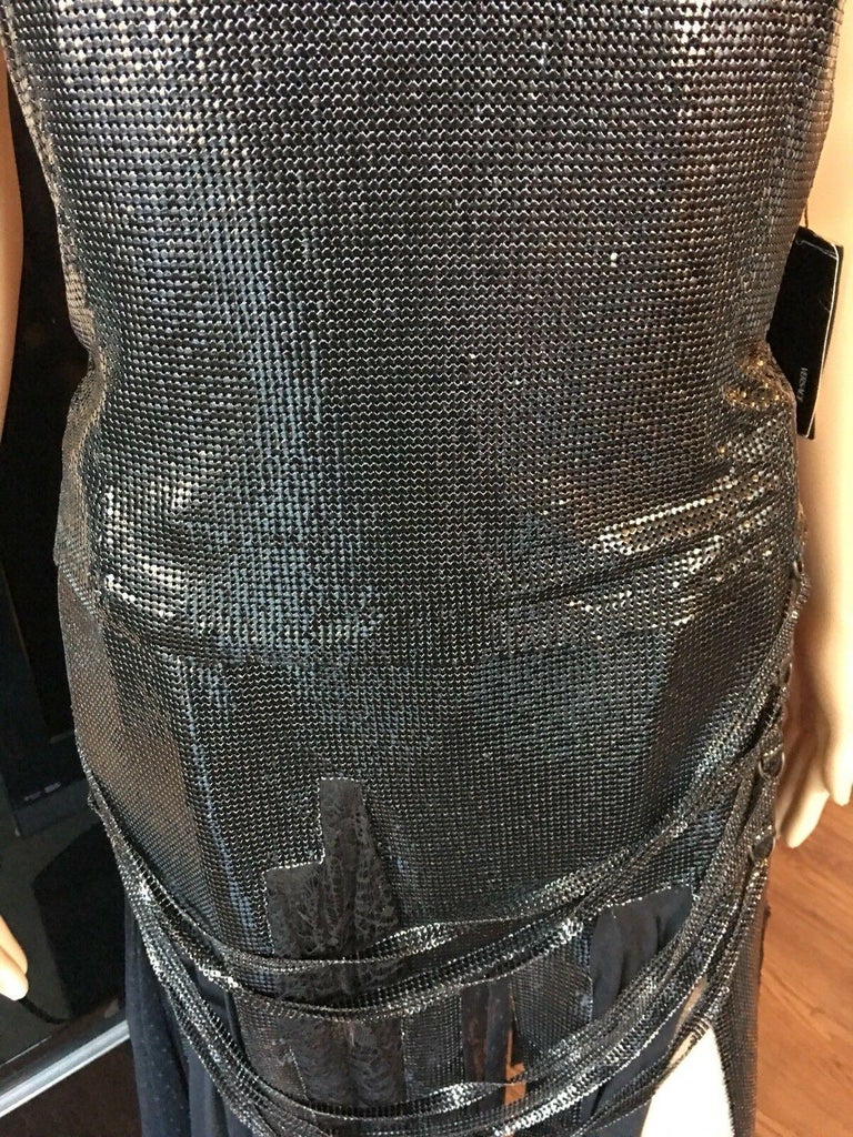 New Versace Oroton Metal Mesh Chainmail Top And Skirt Suit 2 Piece Set ...