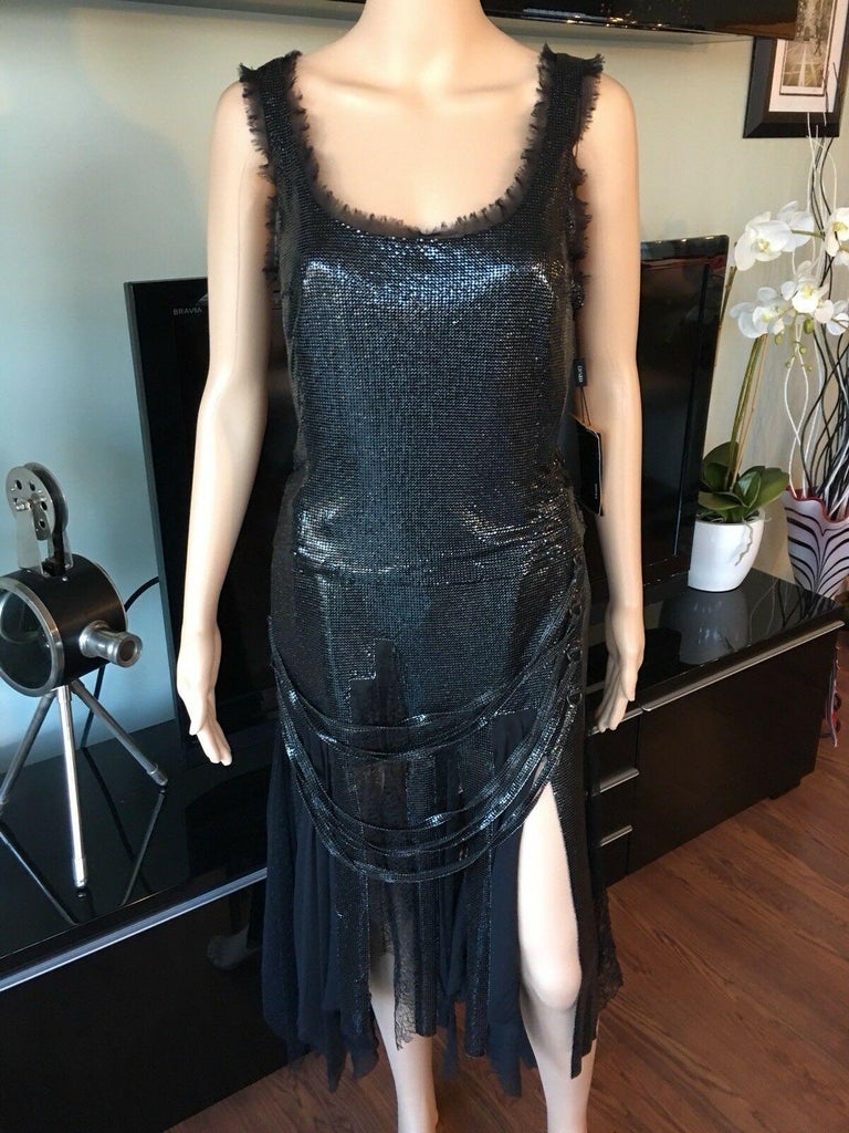New Versace Oroton Metal Mesh Chainmail Top And Skirt Suit 2 Piece Set ...