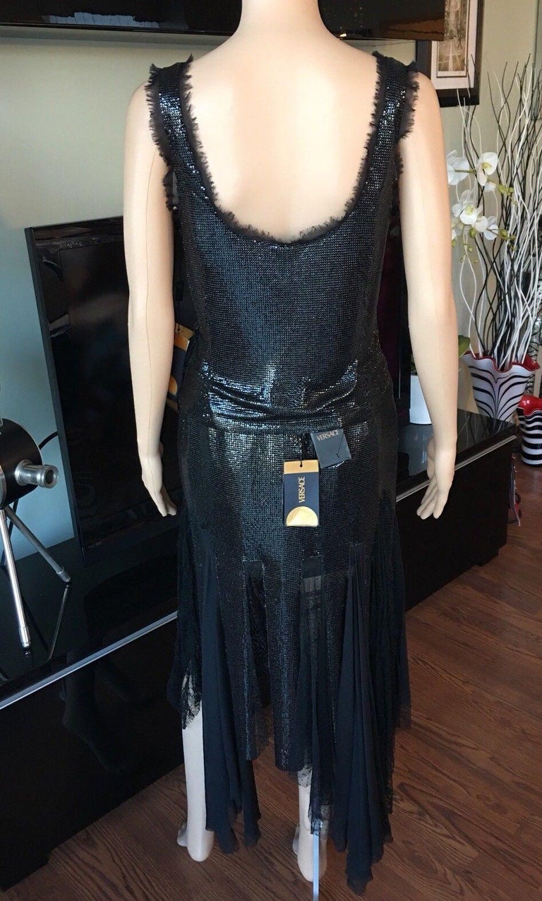 New Versace Oroton Metal Mesh Chainmail Top And Skirt Suit 2 Piece Set ...