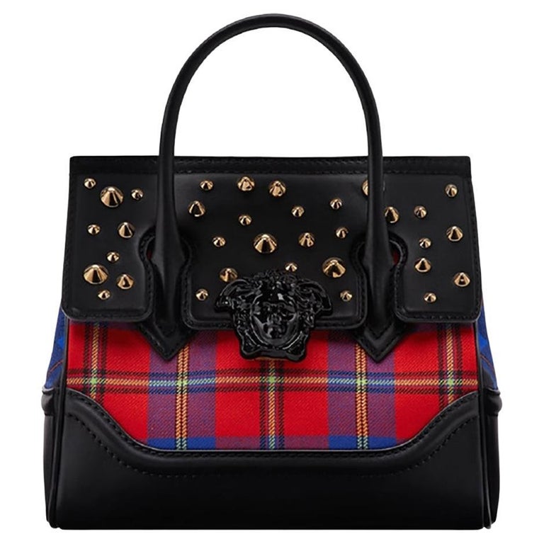 New VERSACE PALAZZO EMPIRE LEATHER TARTAN HANDBAG at 1stDibs