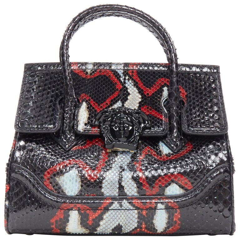 new VERSACE Palazzo Empire Medusa Small blue printed python leather ...