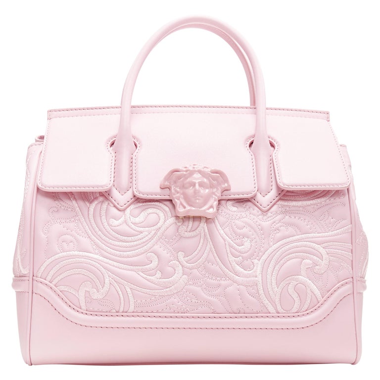 new VERSACE Palazzo Empire pink leather embroidery Medusa flap shoulder ...