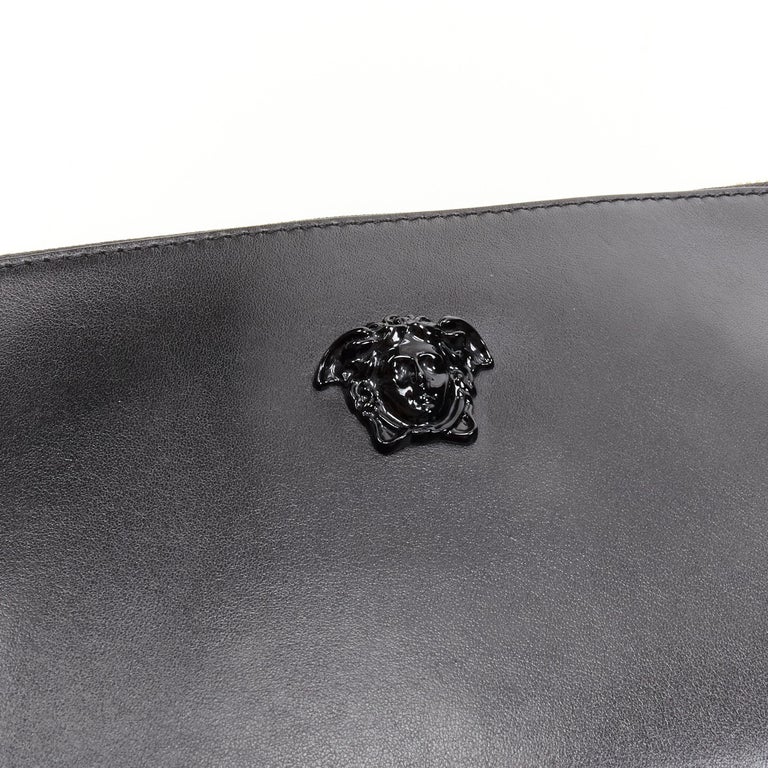 new VERSACE Palazzo Medusa black leather gold chain crossbody zip ...