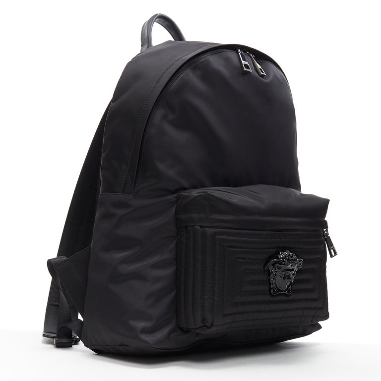 new VERSACE Palazzo Medusa black nylon Greca stitch front pocket ...