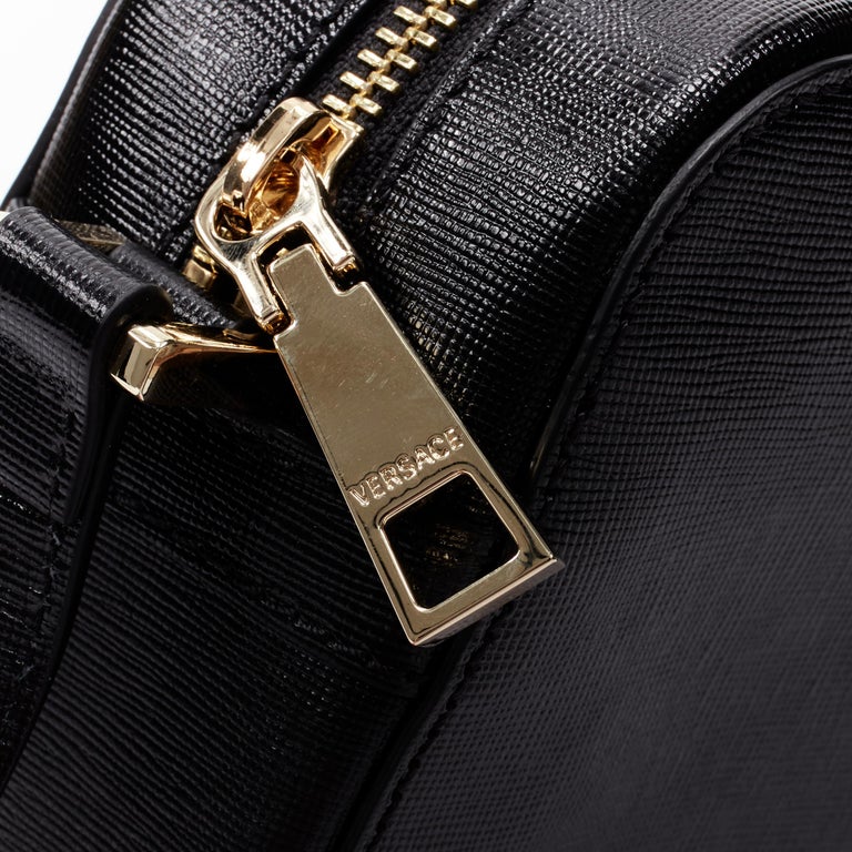 new VERSACE Palazzo Medusa black saffiano top zip medium crossbody ...