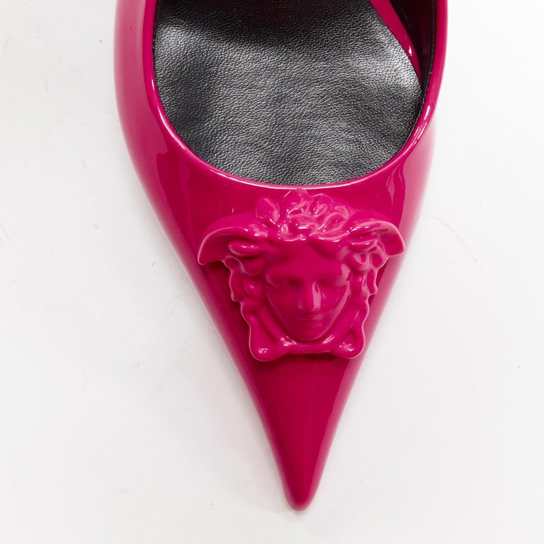 new VERSACE Palazzo Medusa fuscia pink sling kitteh heel pointed toe ...