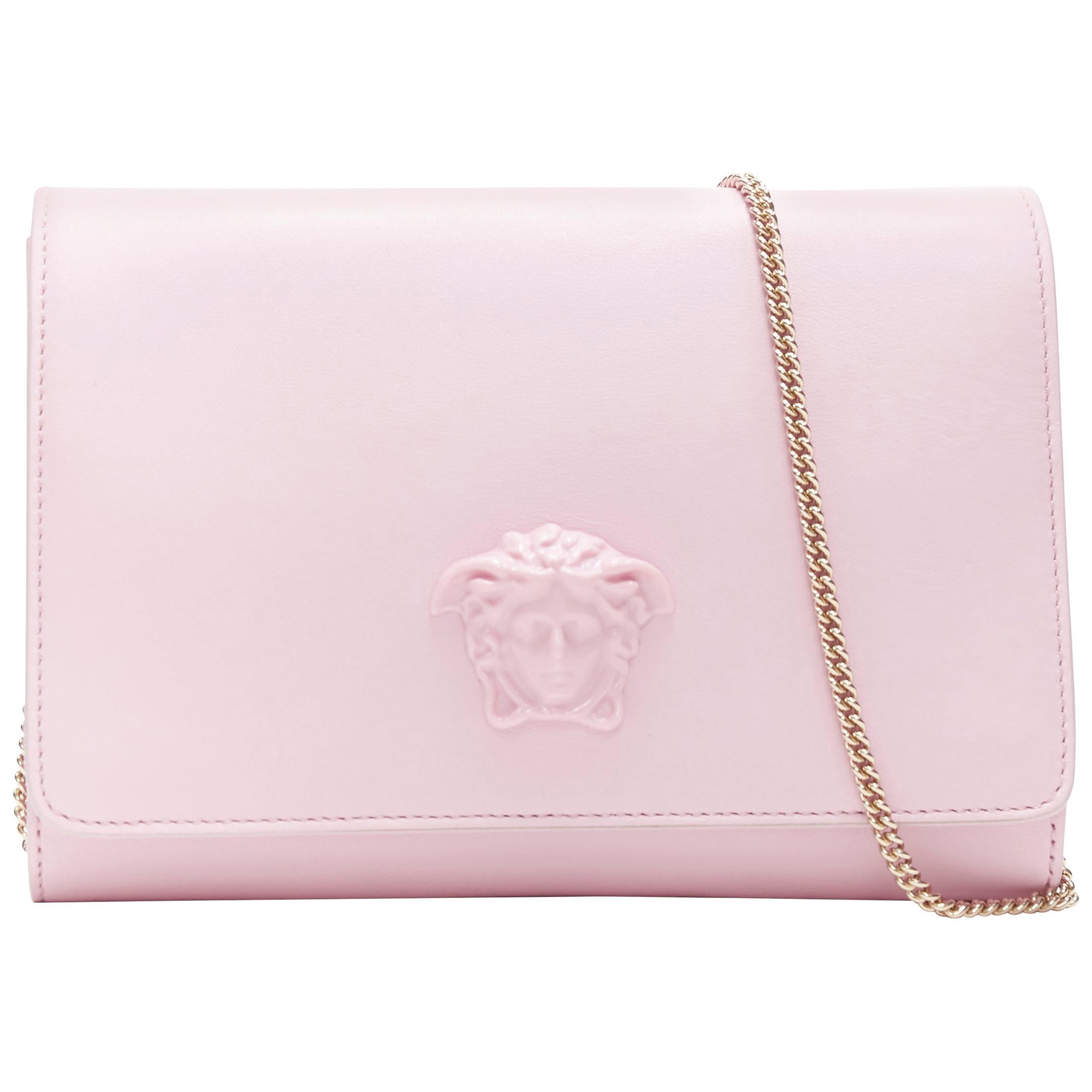 new VERSACE Palazzo Medusa light pink leather flap chain shoulder bag ...