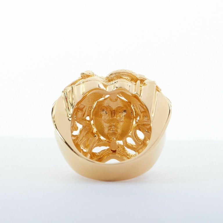 new VERSACE Palazzo Medusa snake head gold plated large statement ...