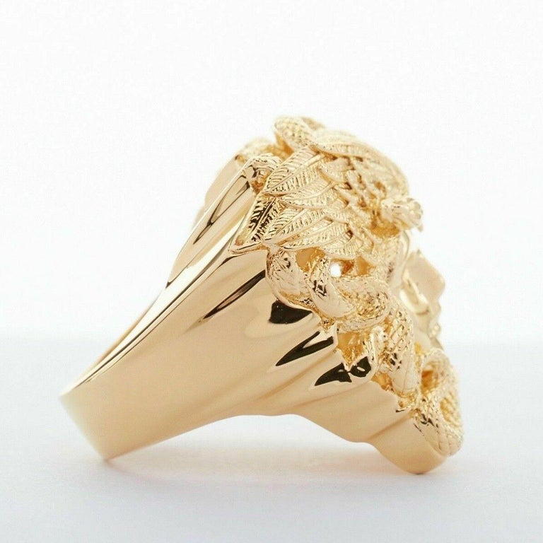 new VERSACE Palazzo Medusa snake head gold plated large statement ring ...