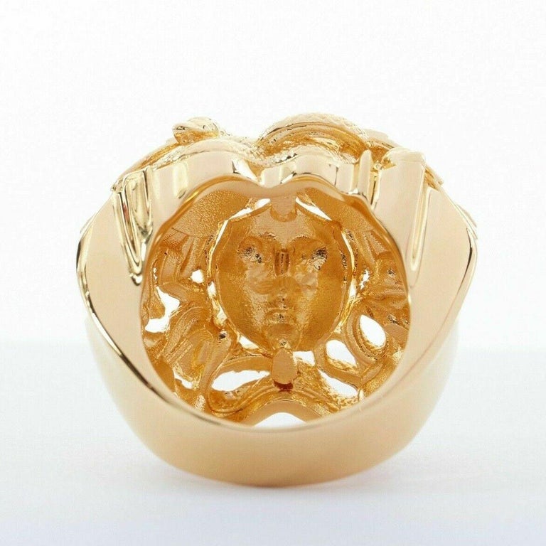 new VERSACE Palazzo Medusa snake head gold plated large statement ring ...