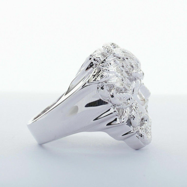 new VERSACE Palazzo Medusa snake head silver large statement cocktail ...