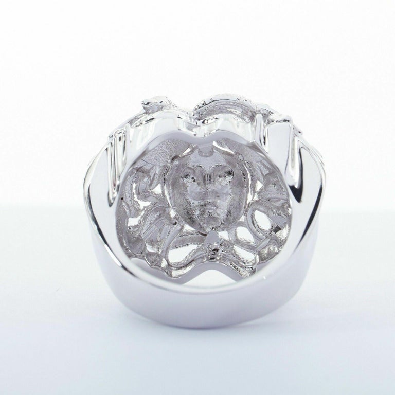 new VERSACE Palazzo Medusa snake head silver large statement cocktail ...