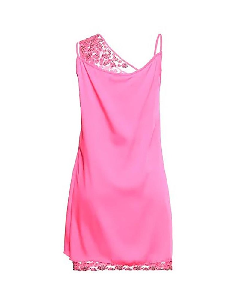 NEW VERSACE PINK MINI BEADED DRESS Size IT 38 - 2 For Sale at 1stDibs