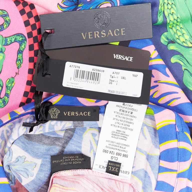 new VERSACE Pop Foulard 100% cotton neon Medusa graphic print t-shirt ...