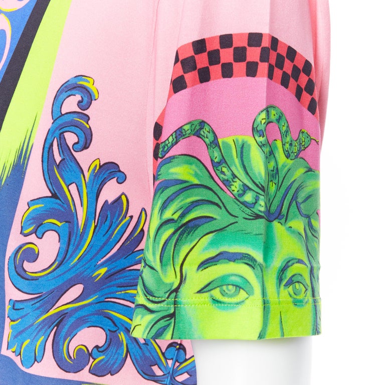 new VERSACE Pop Foulard 100% cotton neon Medusa graphic print t-shirt ...
