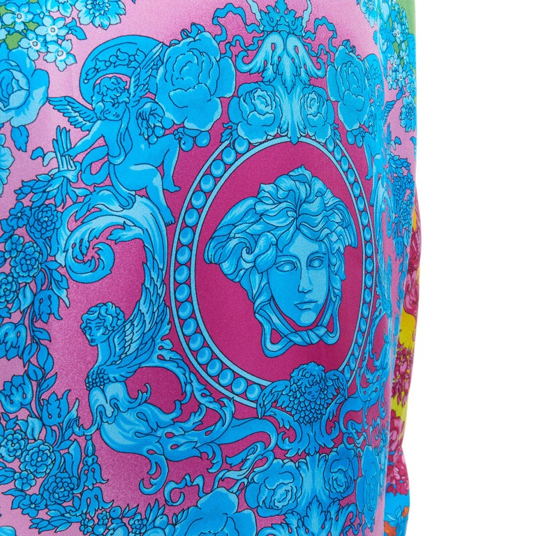 new VERSACE Pop Neon Barocco Technicolor baroque print silk shirt EU39 ...