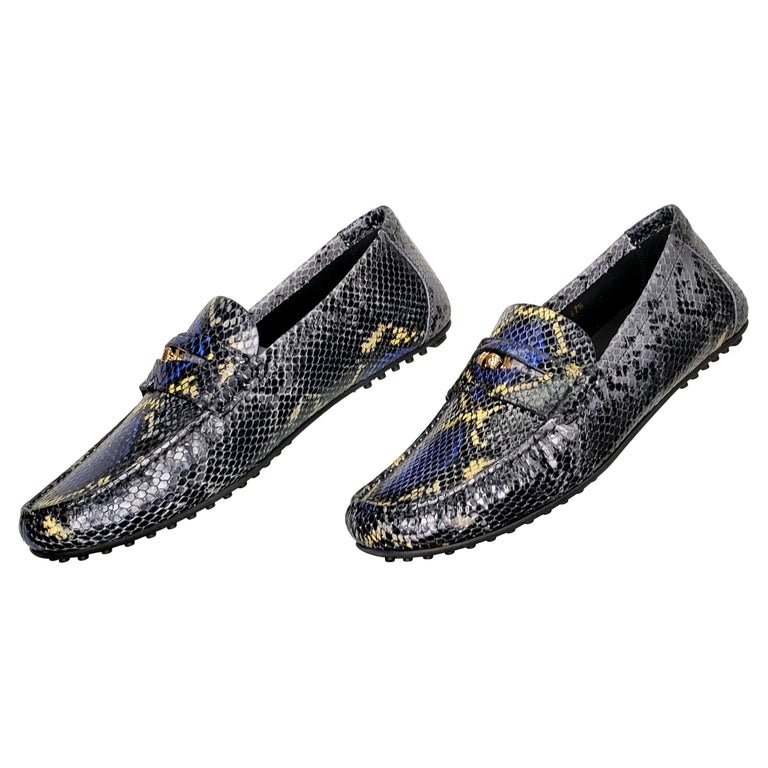 New VERSACE PYTHON PRINT LEATHER LOAFERS 42.5 - 9.5 at 1stDibs
