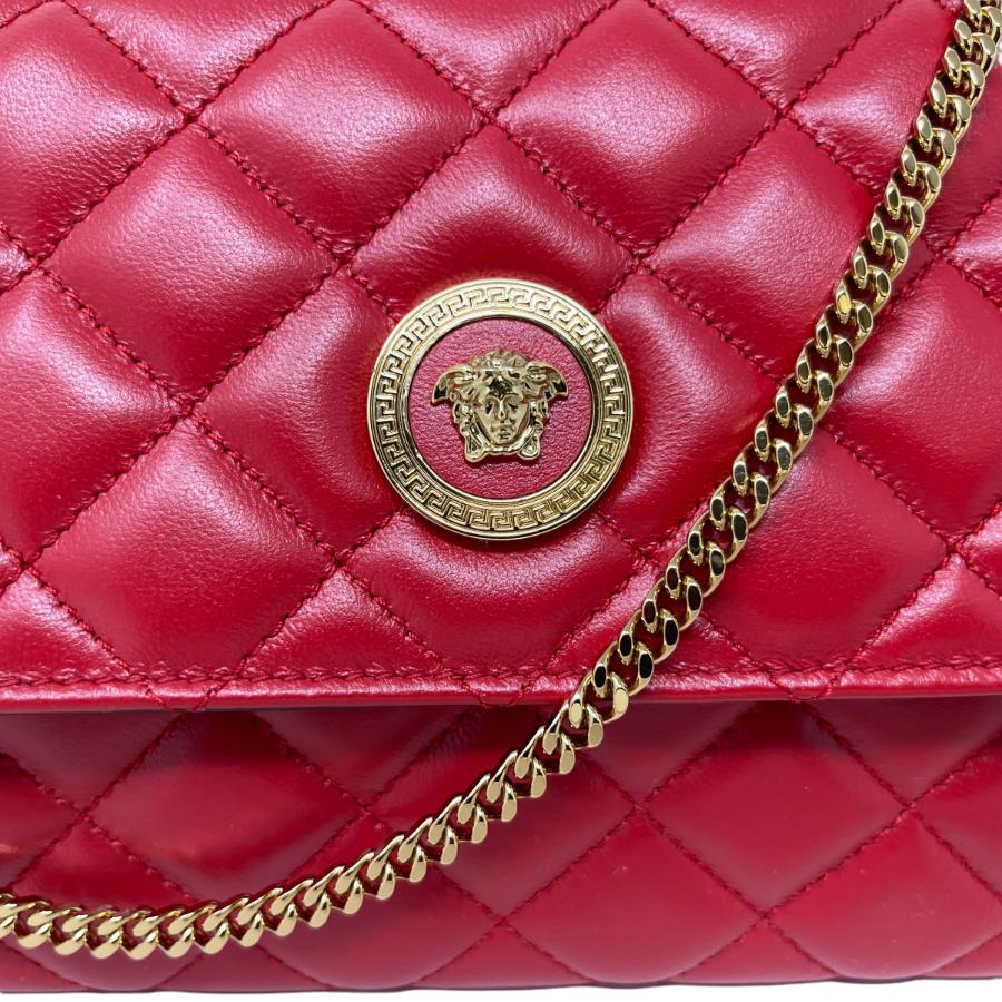 NEW Versace Red Medusa Head Quilted Leather Wallet on Chain Crossbody ...
