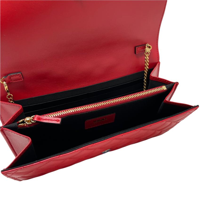 NEW Versace Red Medusa Head Quilted Leather Wallet on Chain Crossbody ...