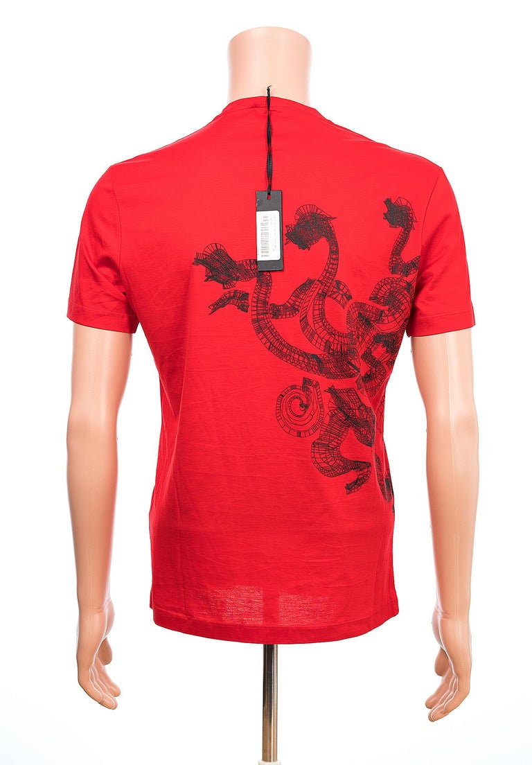 New VERSACE Red T-Shirt with Three-Headed Dragon for Men at 1stDibs ...