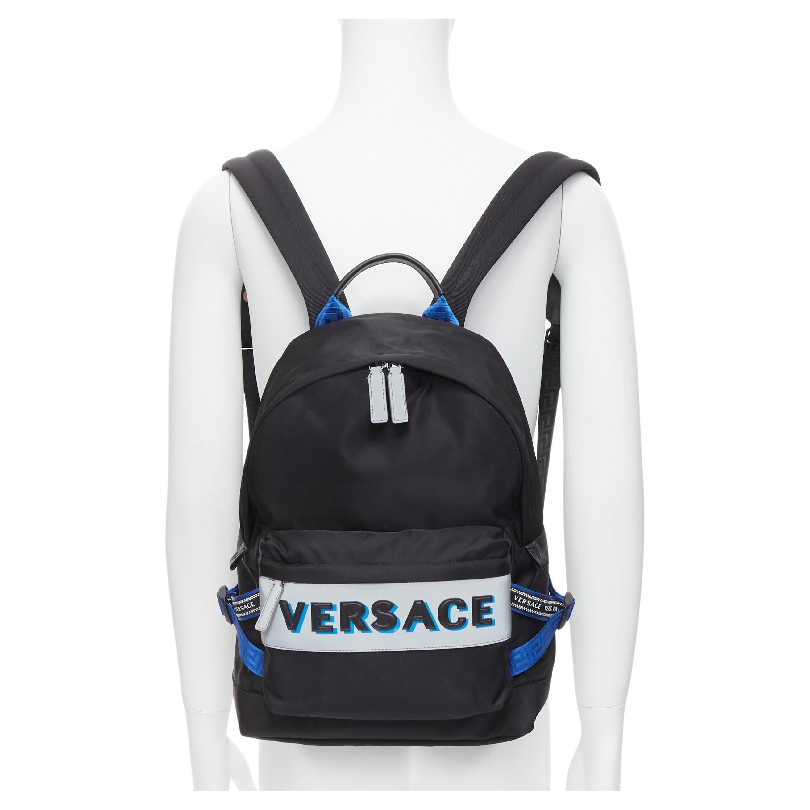 new VERSACE 90's vintage box logo print white nylon crossbody waist ...