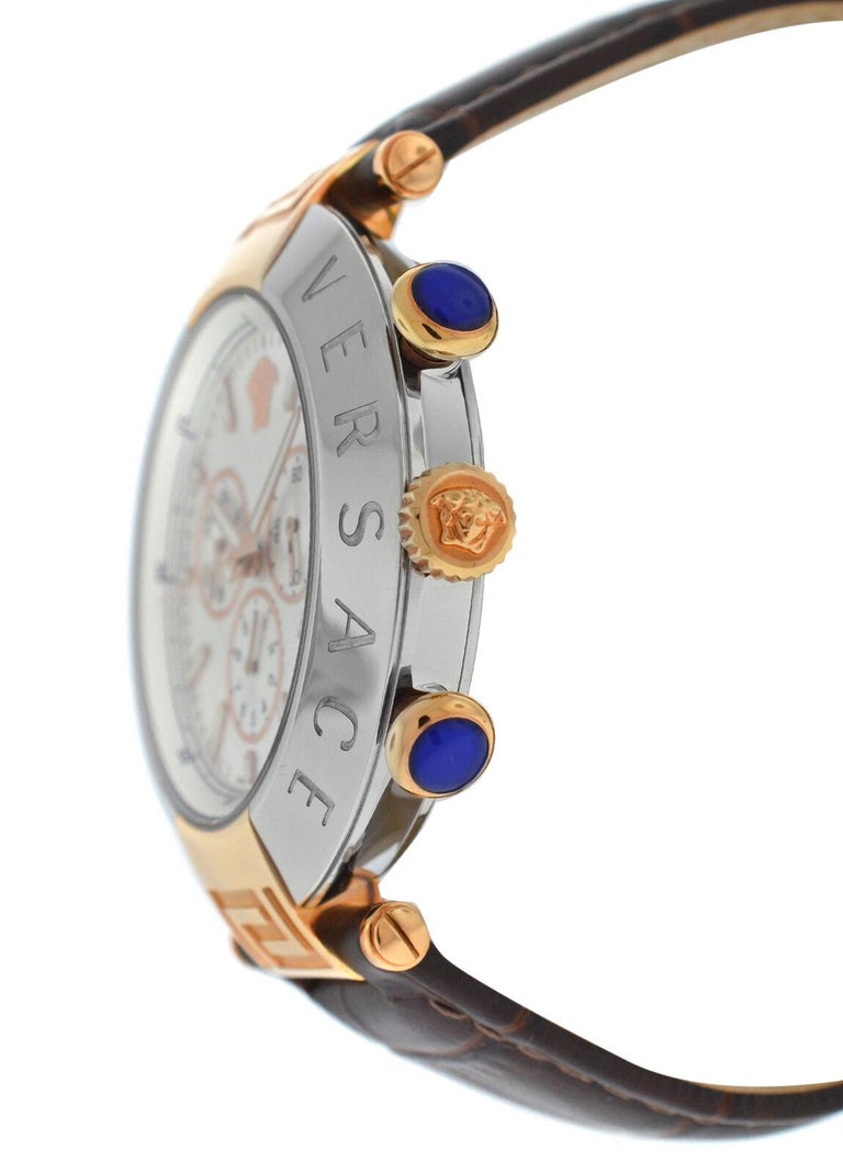 New Versace Reve Steel Gold Tone XL Quartz Chrono Date Watch For Sale ...