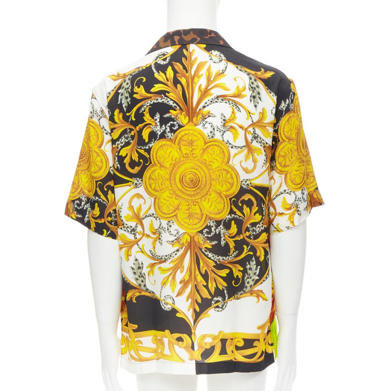 new VERSACE Rose Floral Barocco Acanthus print short sleeve shirt EU39 ...