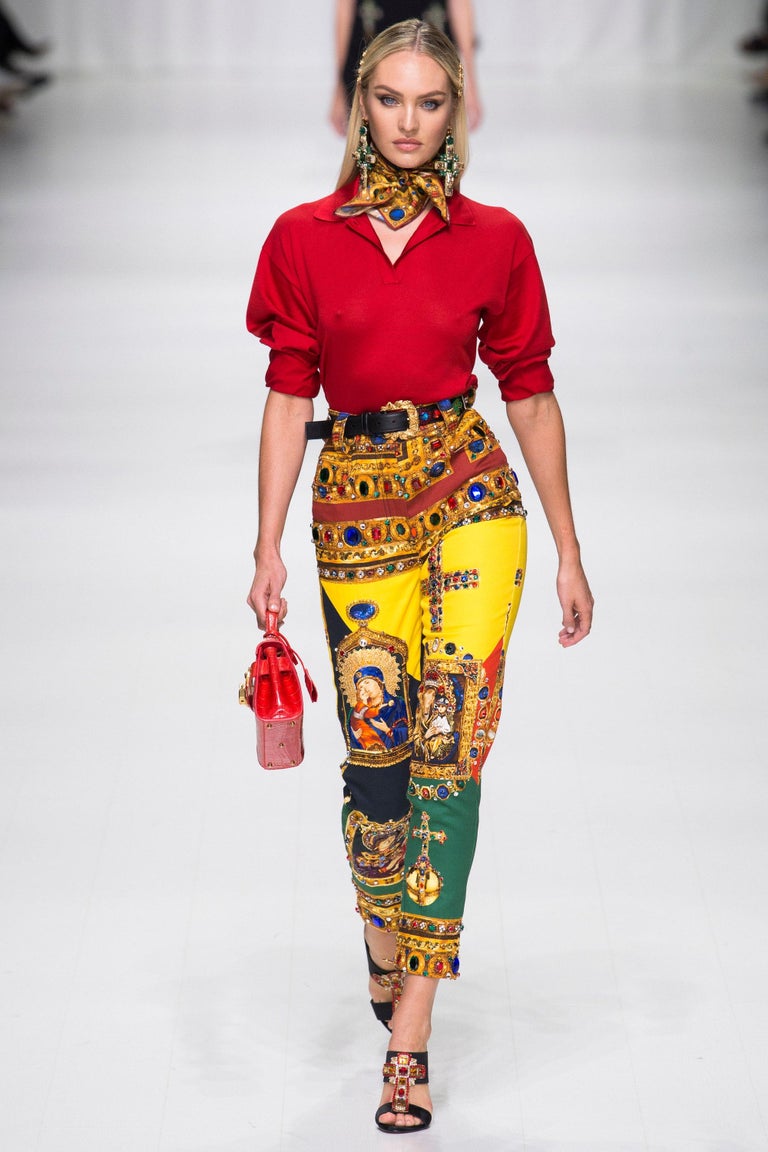 New Versace Runway Crystal Embellished Cross Black Satin Heel Mule ...