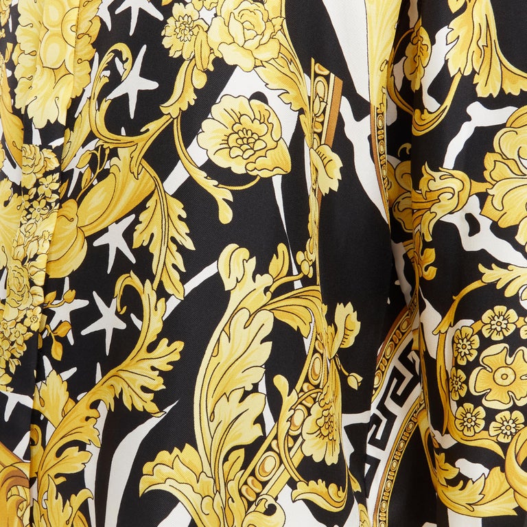 new VERSACE Runway Savage Barocco black gold Greca baroque silk shirt ...