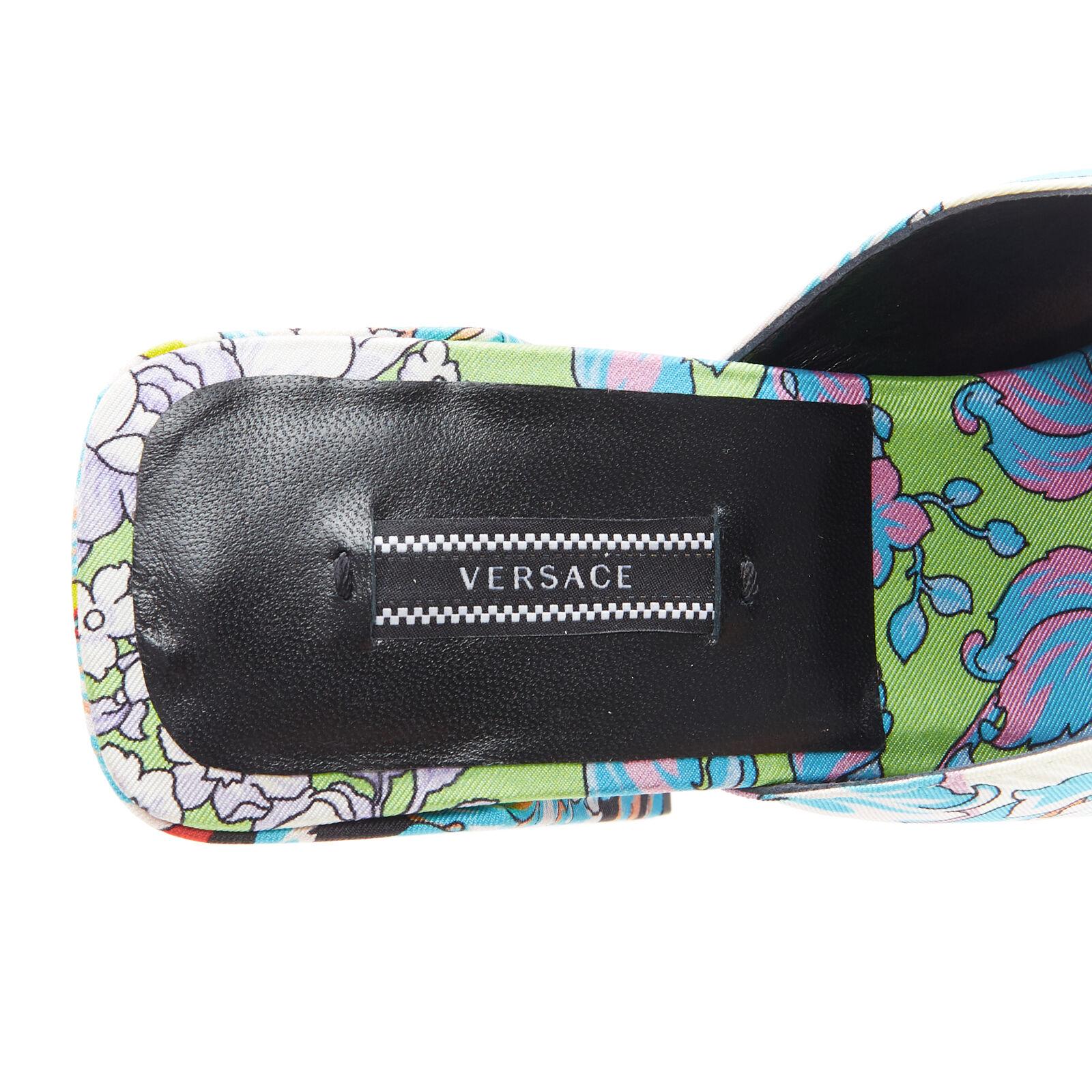 new VERSACE Runway Technicolor Baroque open round toe block heel ...