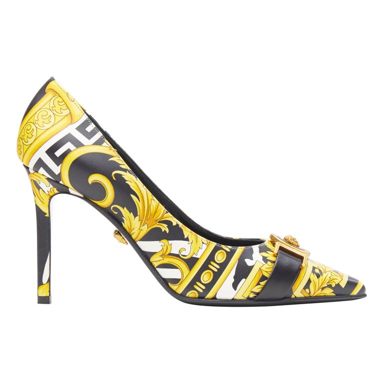 new VERSACE Savage Barocco gold wild zebra Medusa strap pointy leather ...