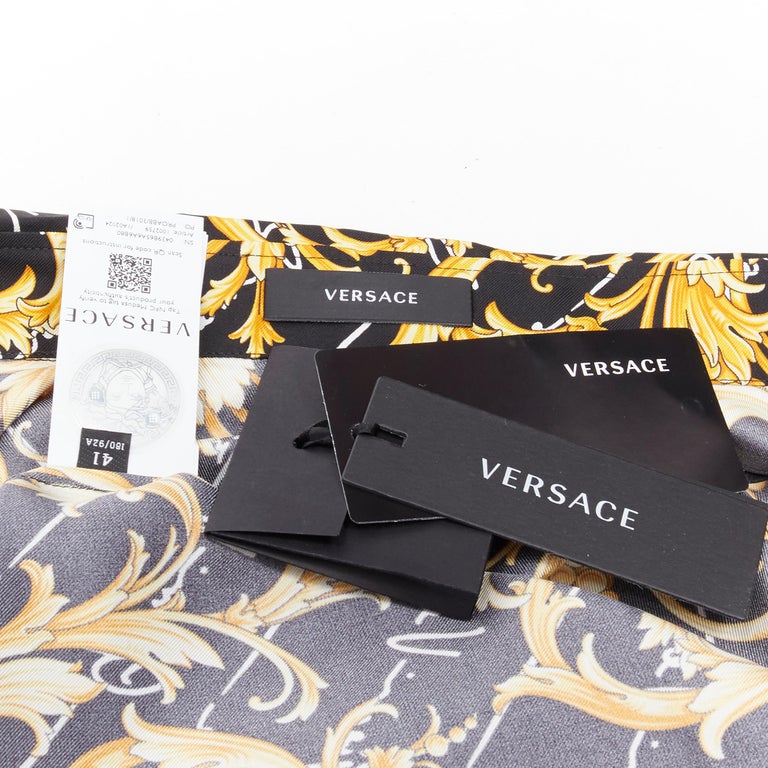 new VERSACE silk La Medusa Barocco Gianni Signature black gold shirt ...
