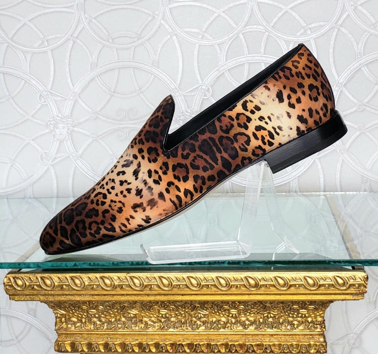 New Versace Silk Leopard Print Loafers Shoes 9.5; 10; 13; 14 For Sale ...