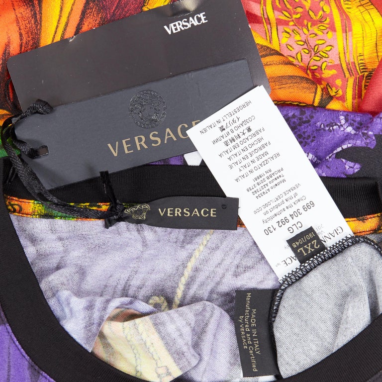 new VERSACE SS18 black cotton Medusa draped curtain gold rope print t ...