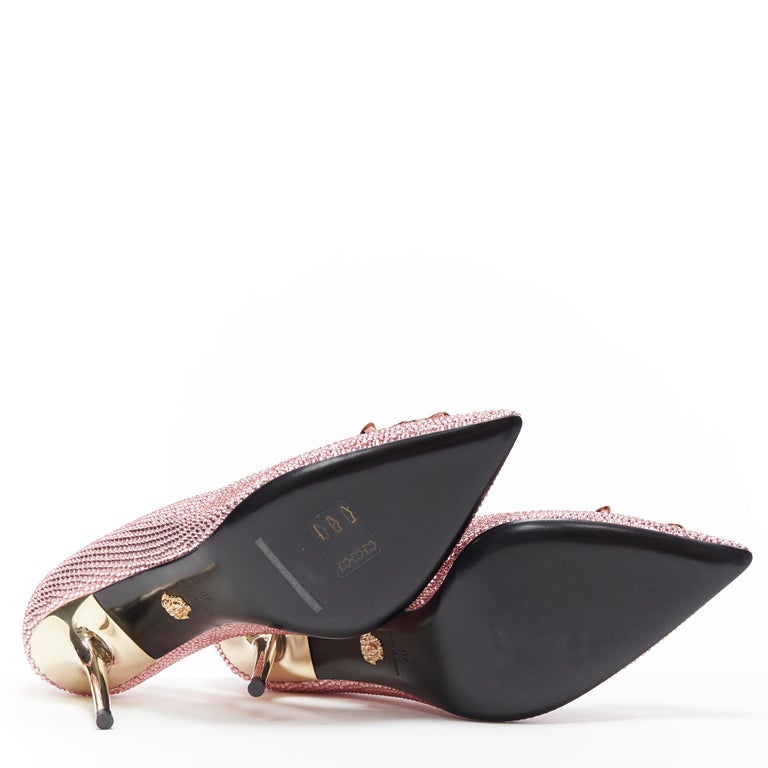 new VERSACE Strass Palazzo pink Swarovski crystal silver Medusa pigalle ...