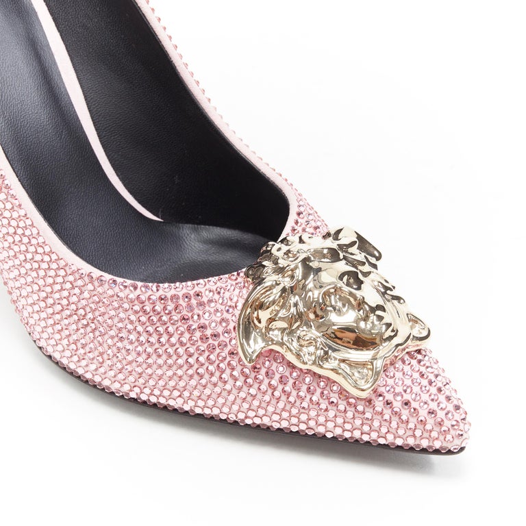 new VERSACE Strass Palazzo pink Swarovski crystal silver Medusa pigalle ...
