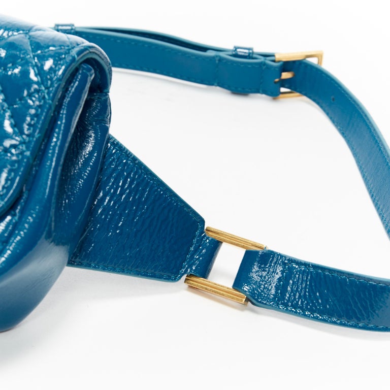 new VERSACE teal blue diamond quilted shiney lamb leather medusa small ...